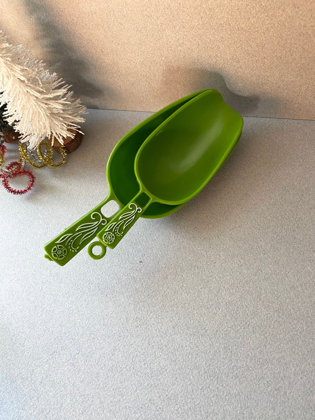 Avocado Green Scoopers 70's Vintage Kitchen Kitsch - Etsy