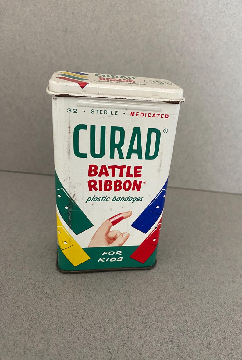 Vintage Curad Battle Ribbon Band Aids Tin - Kids Bandages 60's - Etsy