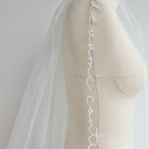 Custom Handwritten Font Embroidered Veil, Bespoke Wedding Veil Lace or ...