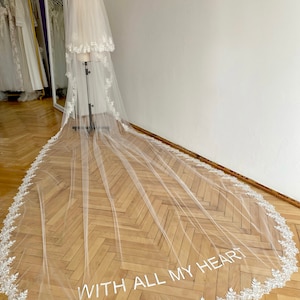 Custom Personalized Wedding Veil With Embroidered Phrases, Words ...
