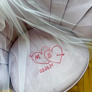 Custom Embroidery Veil, Monogram Wedding Veil With Embroidered Phrases ...