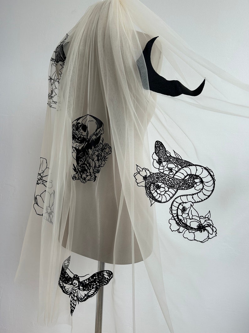 Custom Embroidered Tattoo Wedding Veil: Personalized Tulle Veil - Etsy