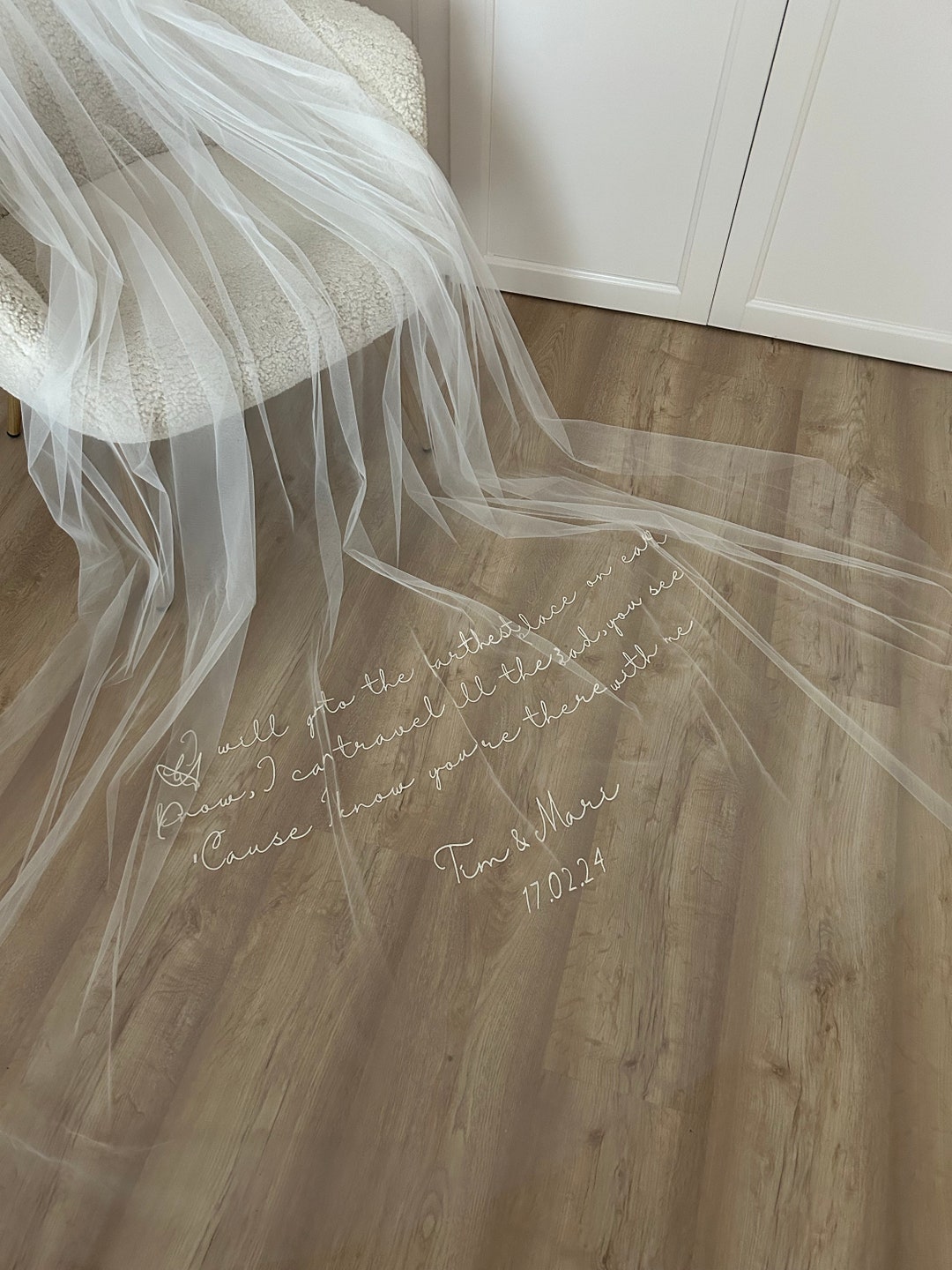 Cathedral Blushers Embroidered Wedding Veil With Phrases, Words ...