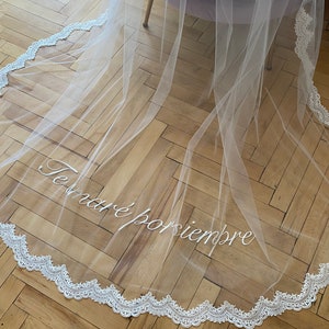 Personalised Embroidery Wedding Veil, Embroidered Phrases, Initials ...