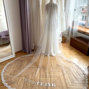 Custom Personalized Wedding Veil With Embroidered Phrases, Words ...