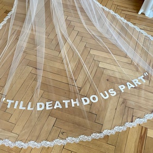 Custom Personalized Wedding Veil With Embroidered Phrases, Words ...