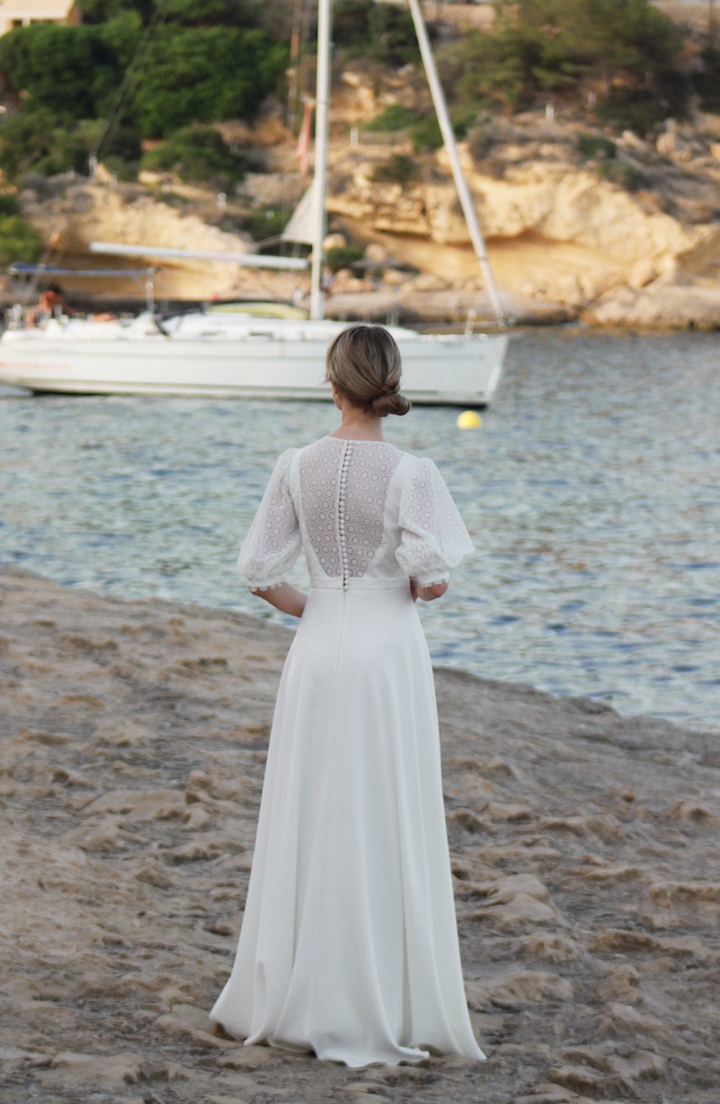 Bohemian Minimalistic Wedding Dress Modest Closed Buttoned - Etsy