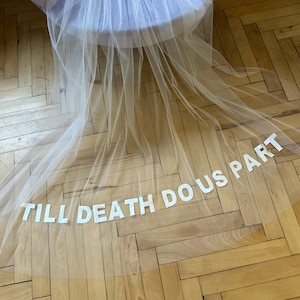 Custom Embroidery Veil, Monogram Wedding Veil With Embroidered Phrases ...