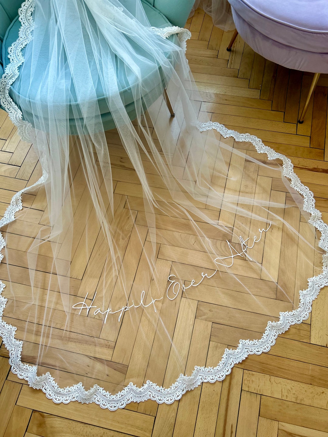 Personalized Embroidered Wedding Veil: Monogrammed Bridal, Lace, Plain ...