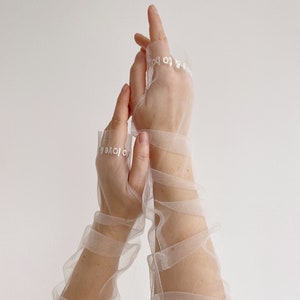 Custom Embroidered Tulle Bridal Gloves: Fingerless Opera Length - Etsy