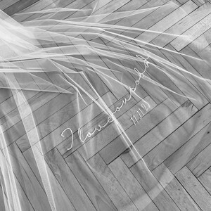Custom Handwritten Font Embroidered Veil, Bespoke Wedding Veil Lace or ...