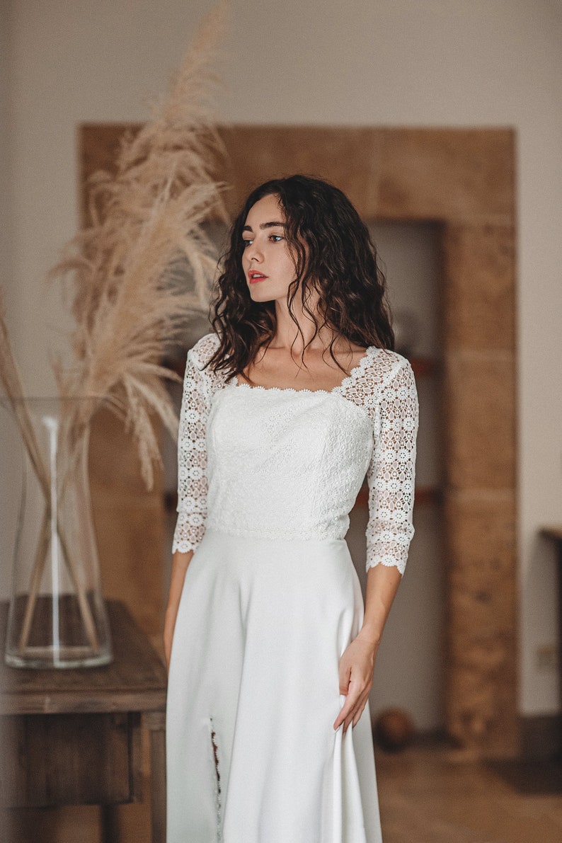 Minimalist and Modest Wedding Dress Square Neckline Simple - Etsy