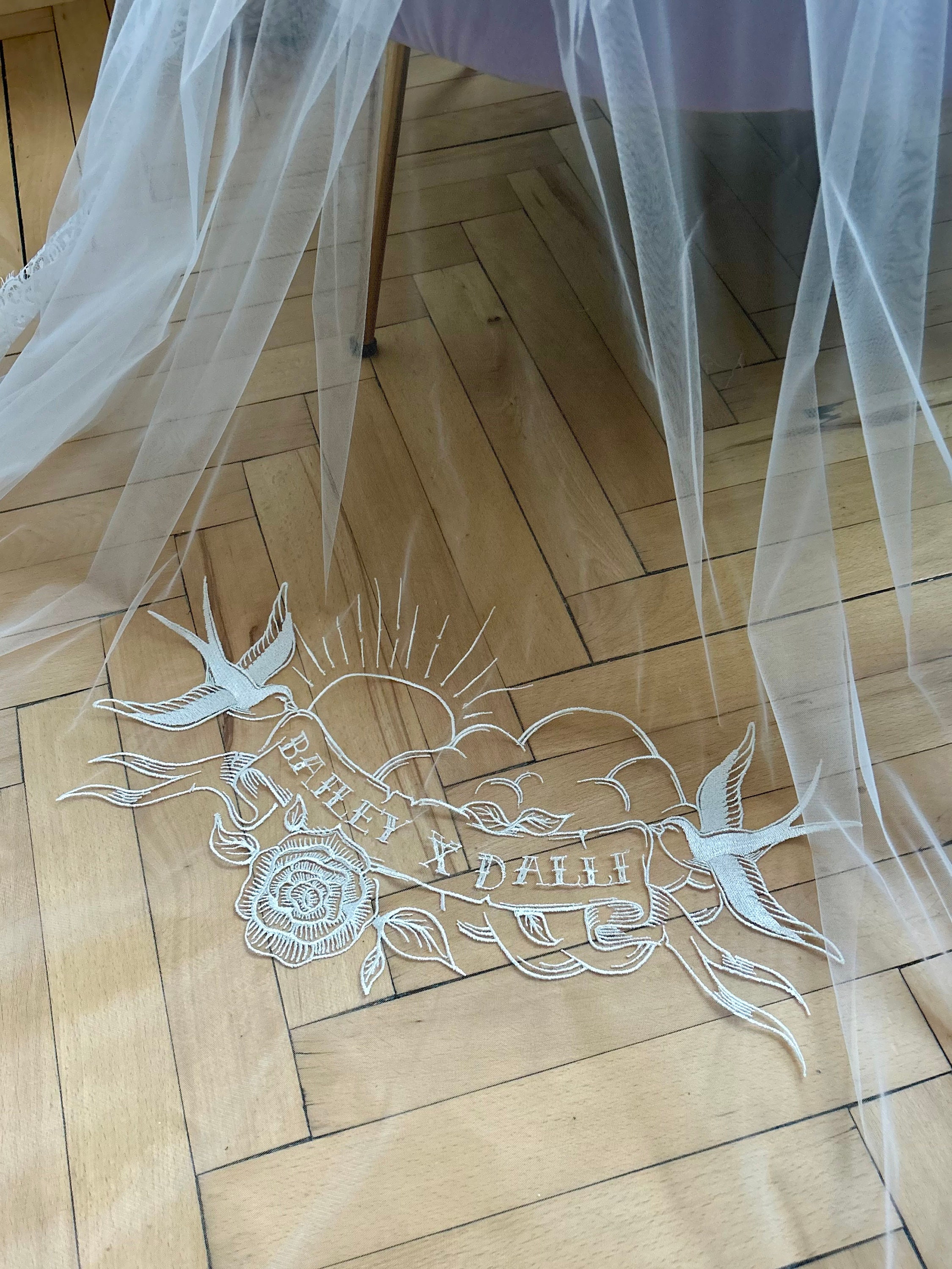 Lace or Plain Tulle Edged Personalised Wedding Veil: Your Personal ...