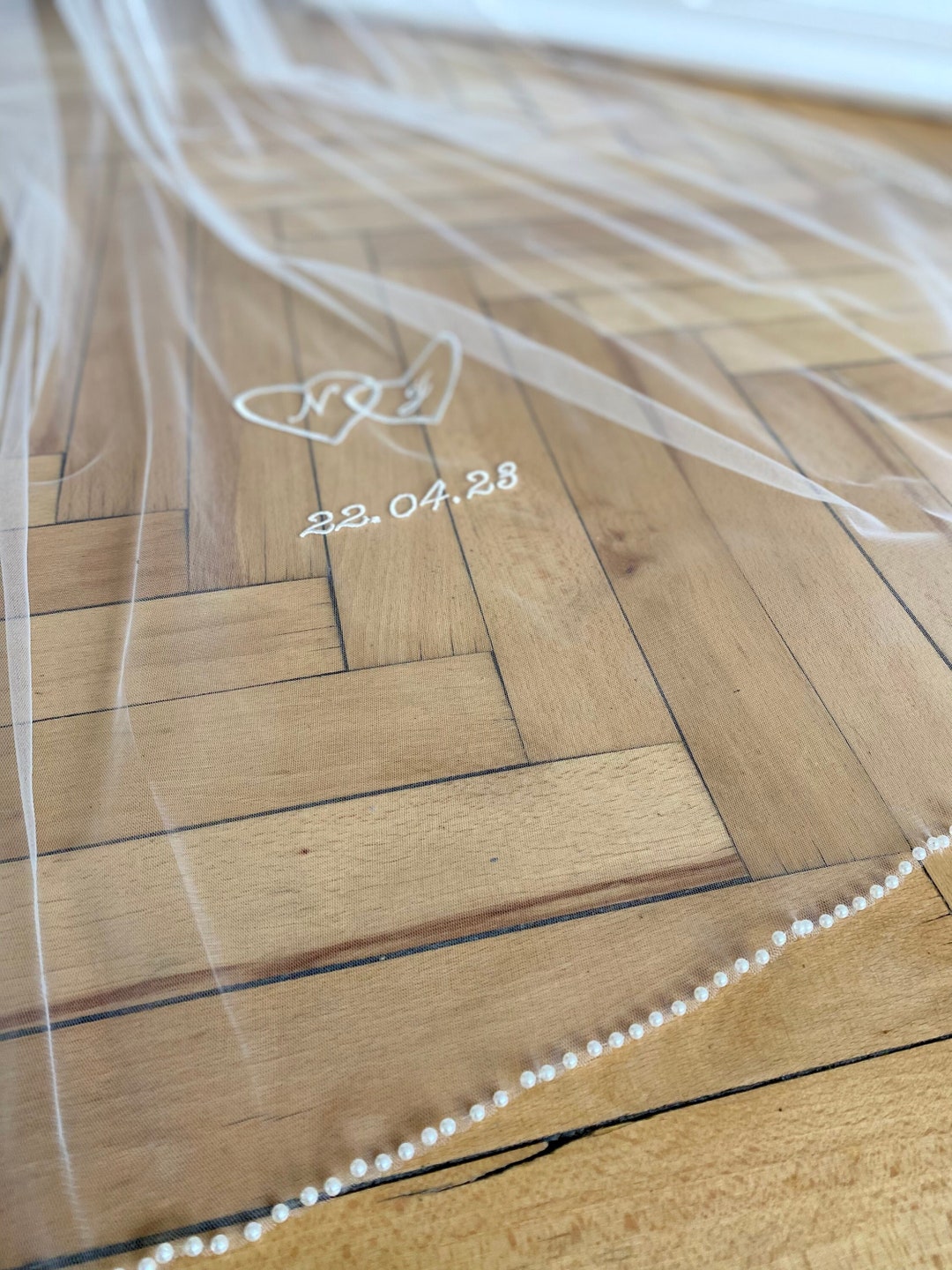 Pearl Veil, Personalized Wedding Veil With Embroidered Phrases, Words ...