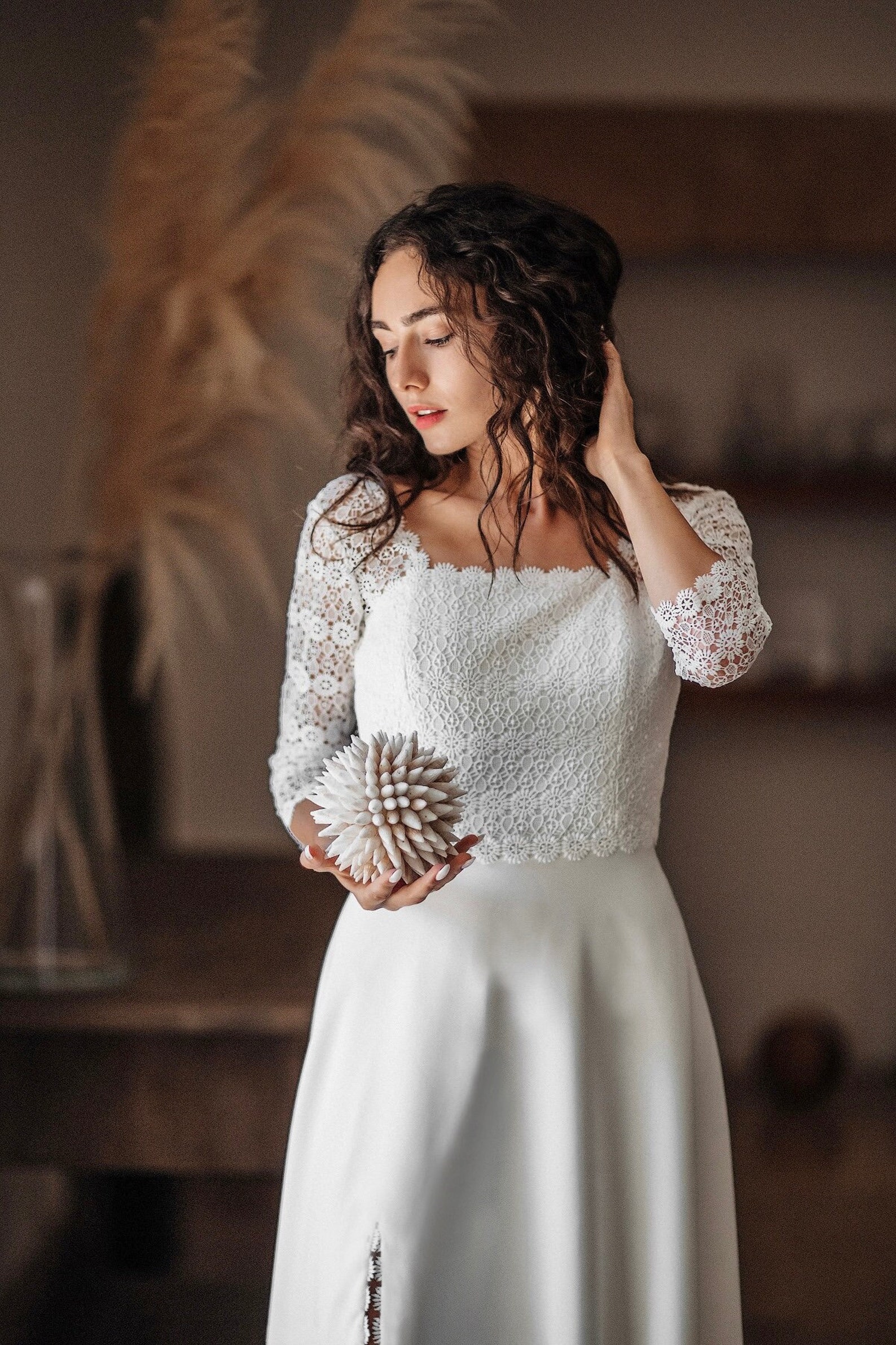 Minimalist and Modest Wedding Dress Square Neckline Simple - Etsy