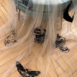 Custom Embroidered Tattoo Wedding Veil: Personalized Tulle Veil - Etsy