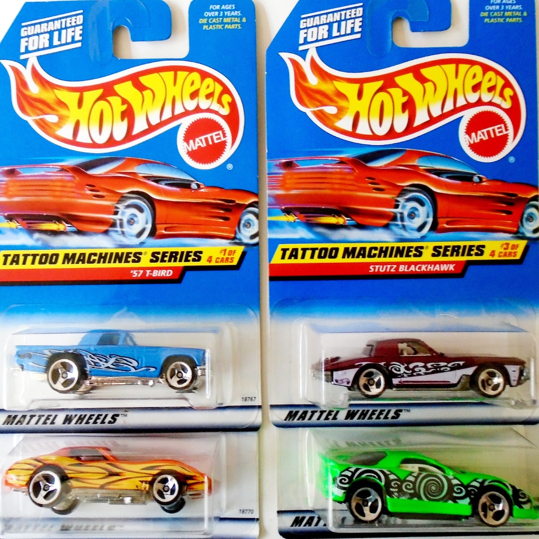 Hot Wheels Tattoo Machines Car Set of 4, No 685 686 687 688 NIP Blue ...
