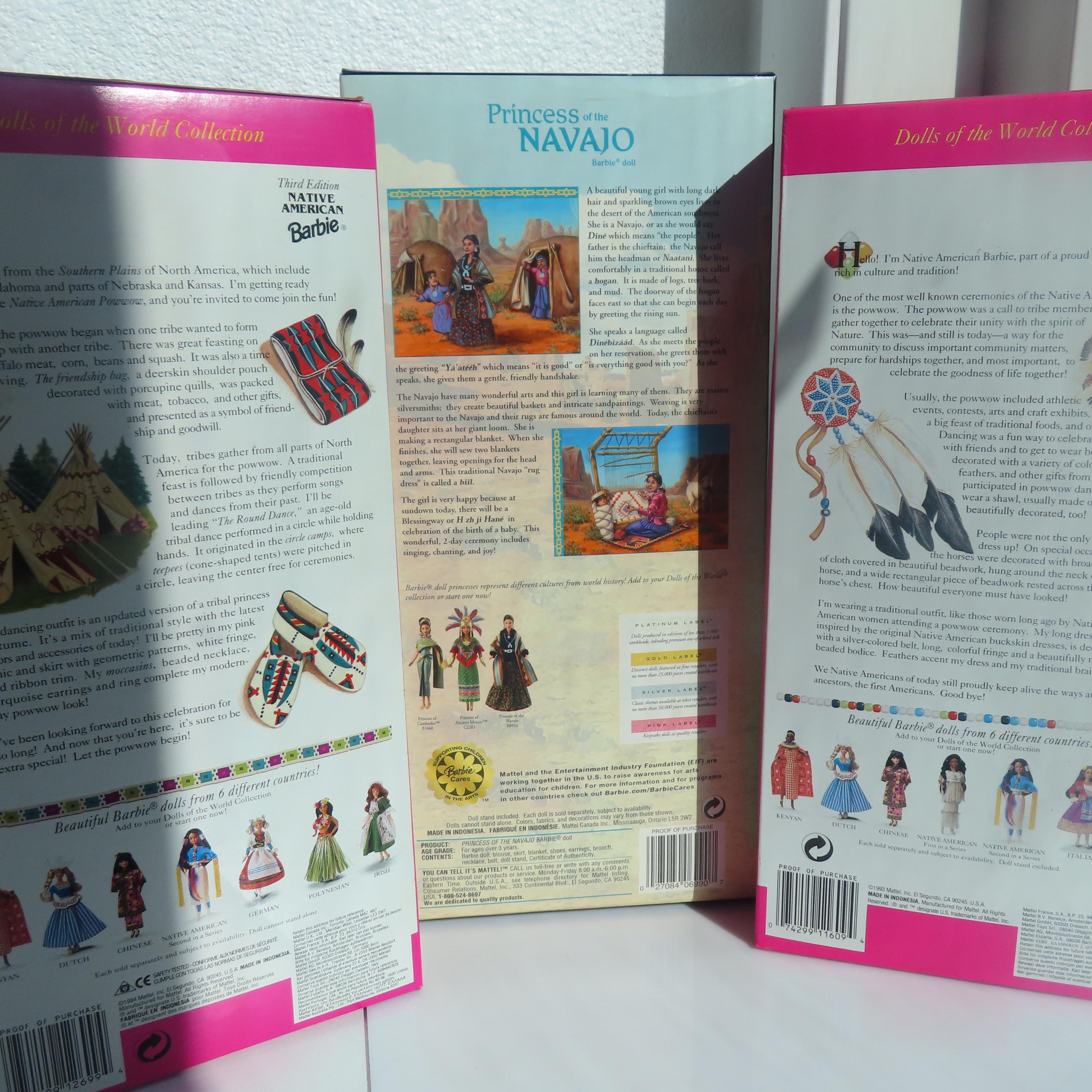 Princess of Navajo and Native American Barbie Dolls, NRFB Mattel Dolls ...