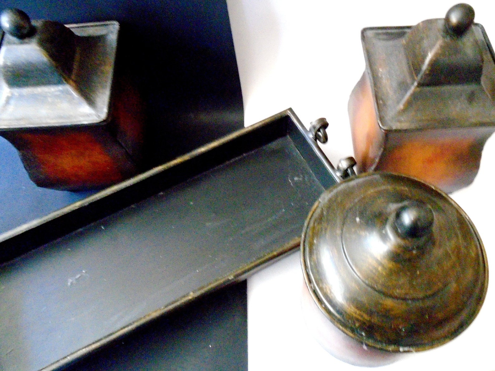 Vintage Rustic Metal Canisters Vintage Canister Set and Tray - Etsy