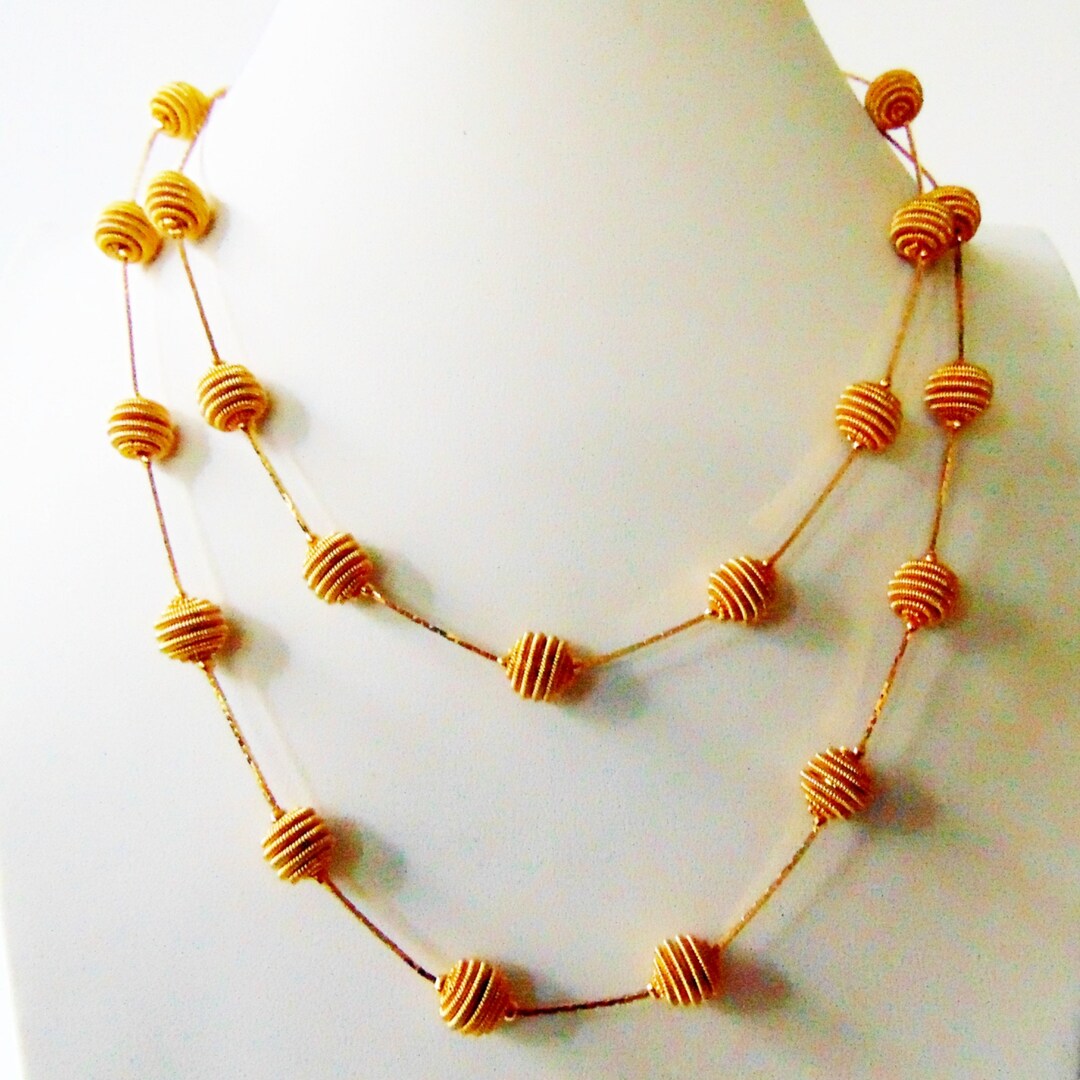 TRIFARI Long Gold Sparkling Station Necklace, Vintage 36 Inch Gold Knot ...