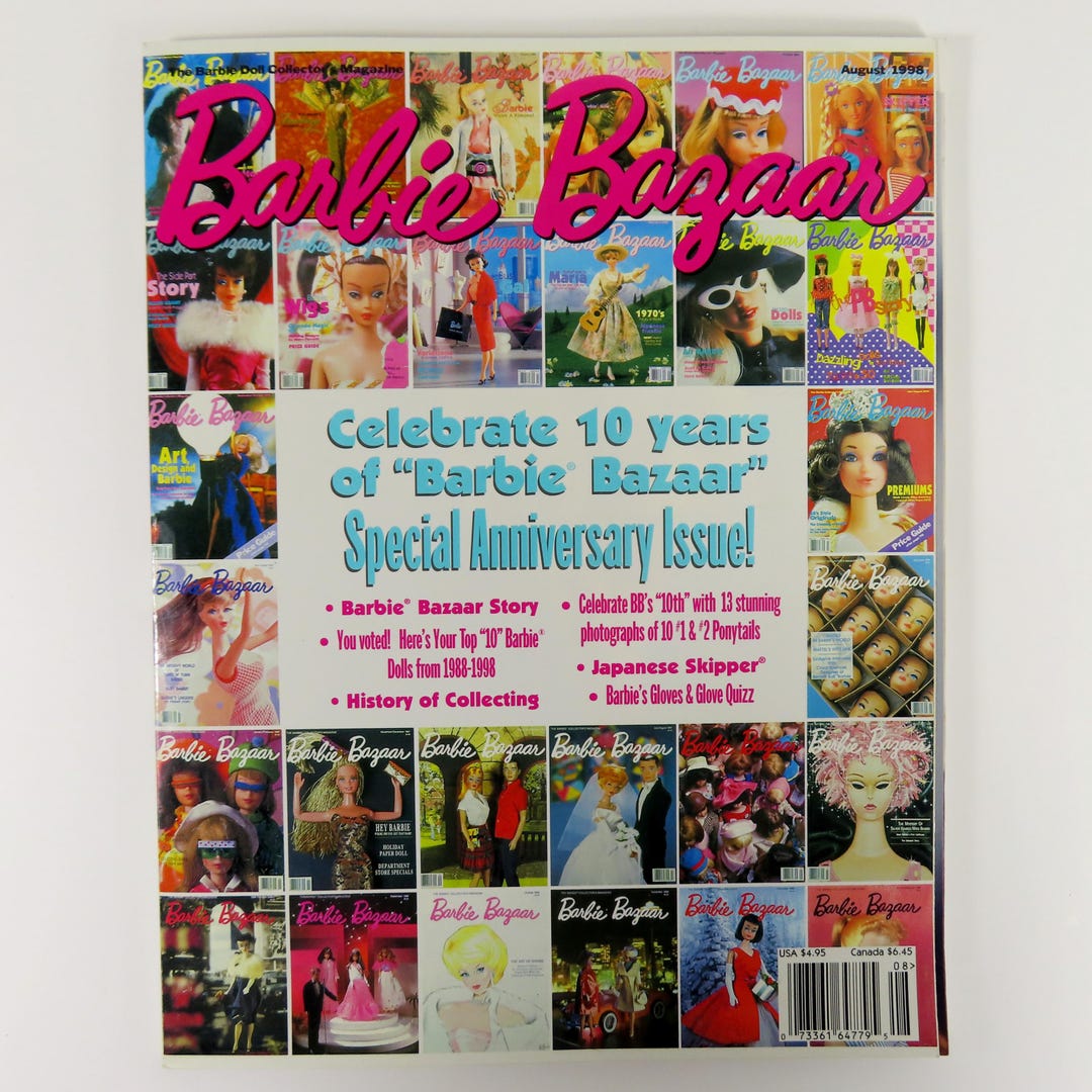 Barbie Bazaar 10th Anniversary Magazine August 1998, Official Barbie ...