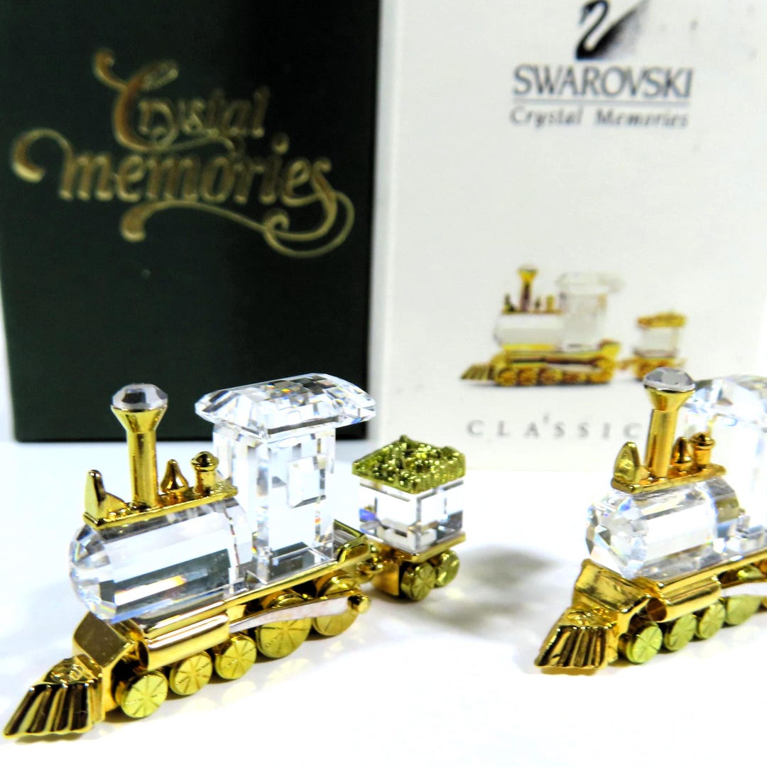 SWAROVSKI TRAINS NEW, 2 Trains in 1 Original Box, Beautiful 18K Gold ...