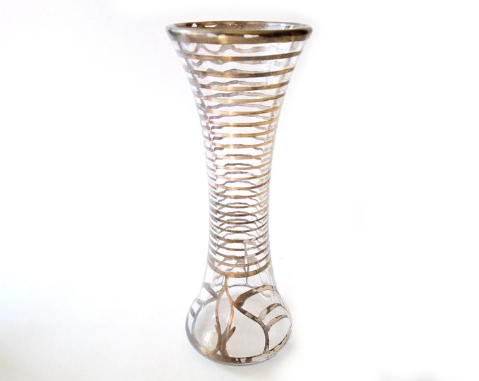 Art Deco Silver Overlay Crystal Vase, Art Deco Silver Overlay Crystal ...