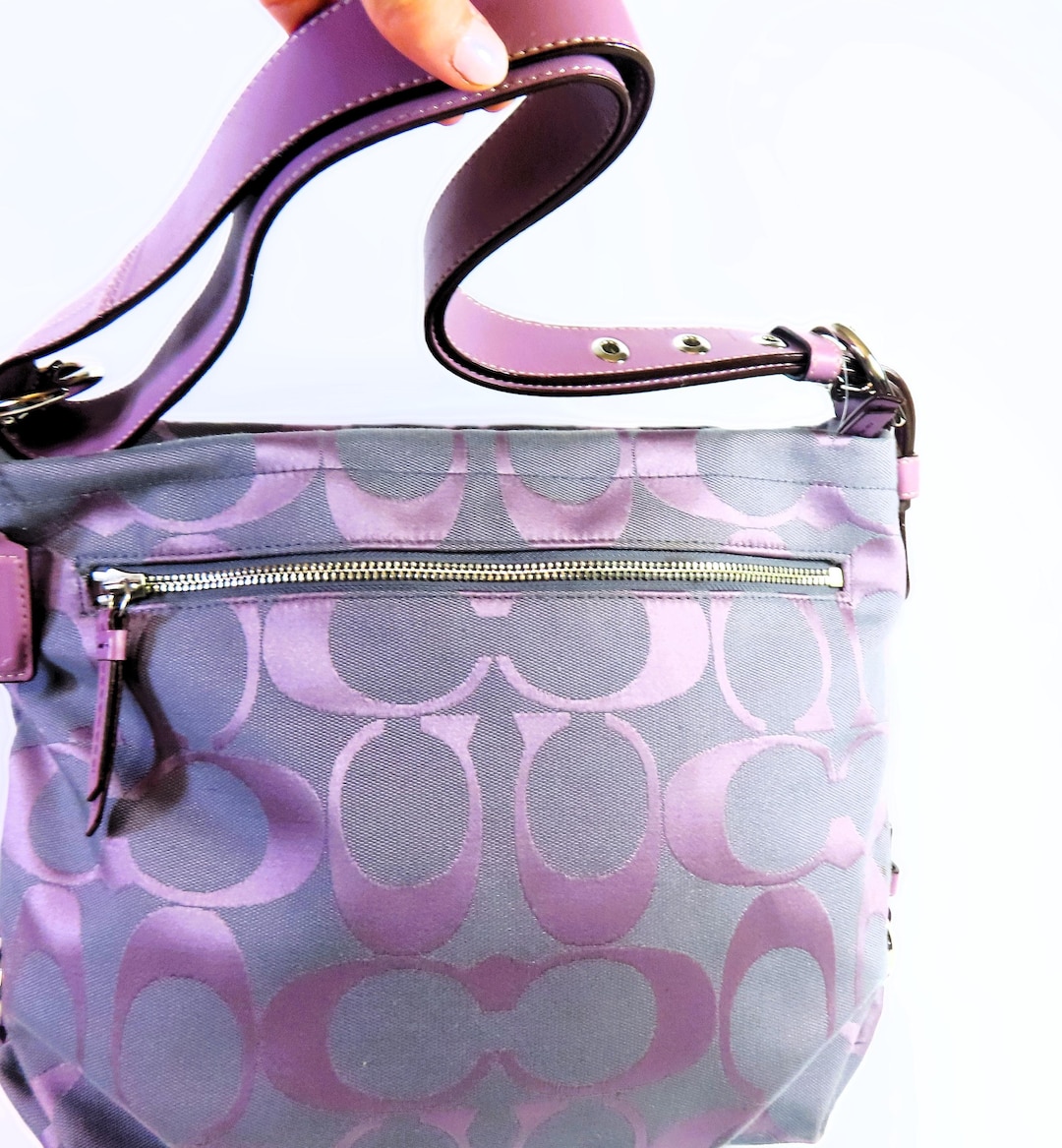COACH Signature Lilac Bag, Beautiful Coach Monogram Shimmery Purple-ish ...
