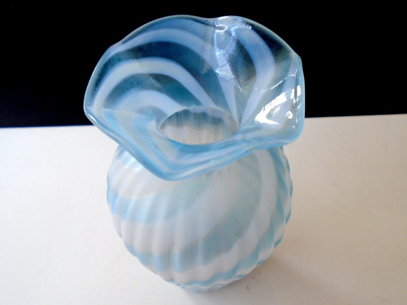 Fenton Blue Optic Swirl Vase Vintage Fenton Blue Vase - Etsy
