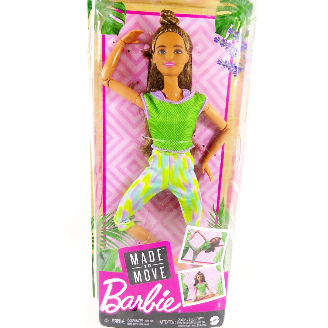 Made to Move BRUNETTE YOGA Barbie Doll, NRFB Articulated Latina Hair ...