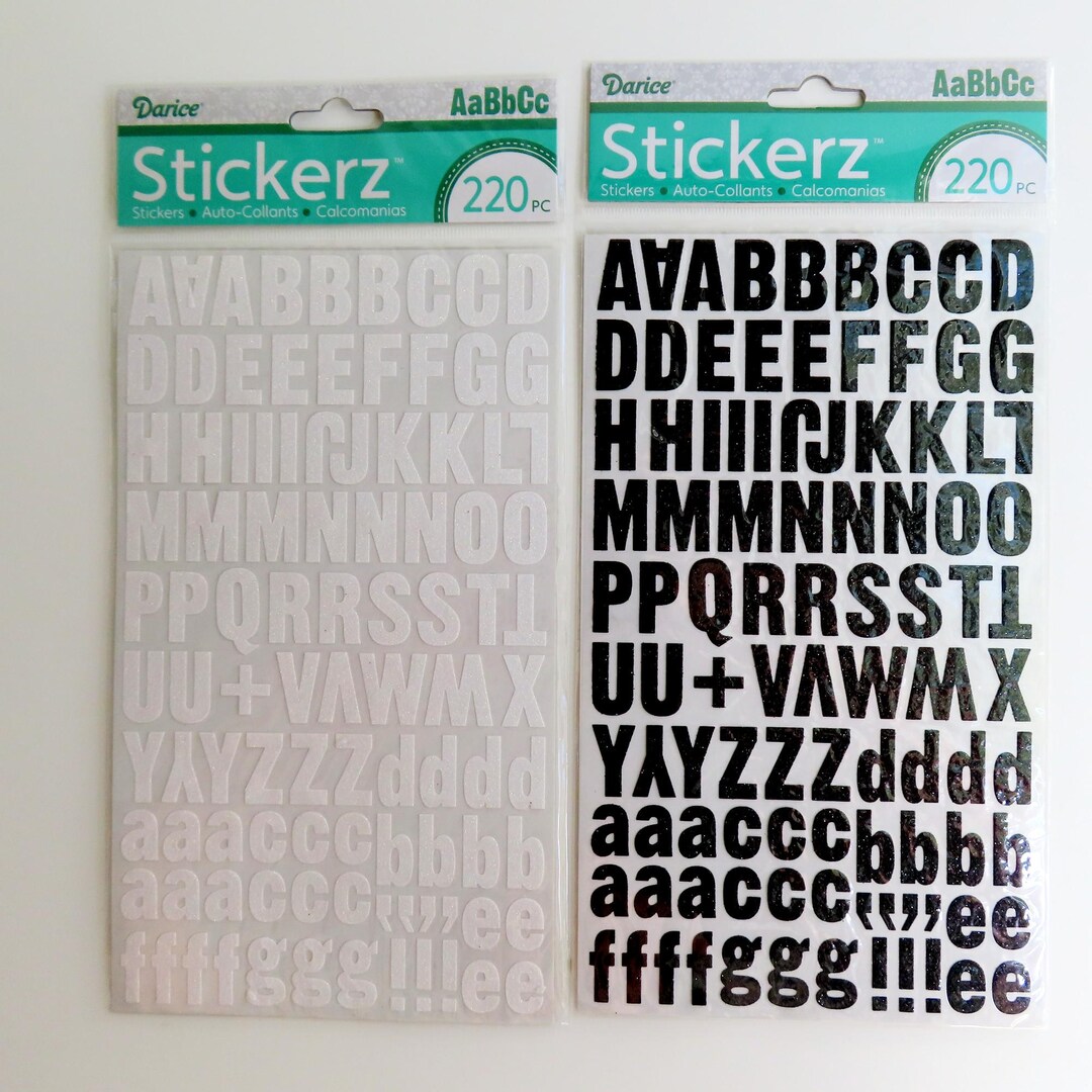DARICE Alphabet Glitter Stickerz White and Black, Upper and Lower Case ...