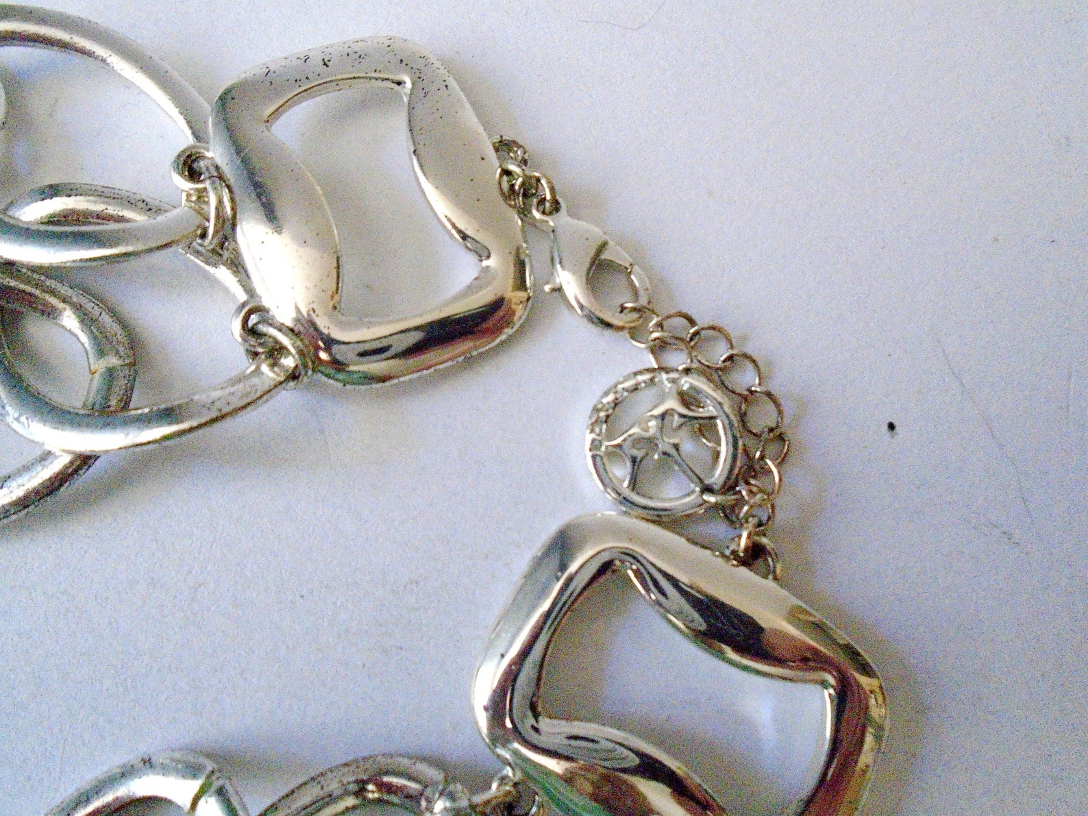 CROWN TRIFARI Big Silver Chain 2 Strand Necklace, Vintage Shiny Silver ...