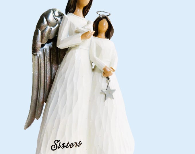 ANGEL SCULPTURE Figurine, 7' Tall Hand-painted Beautiful Guardian ...