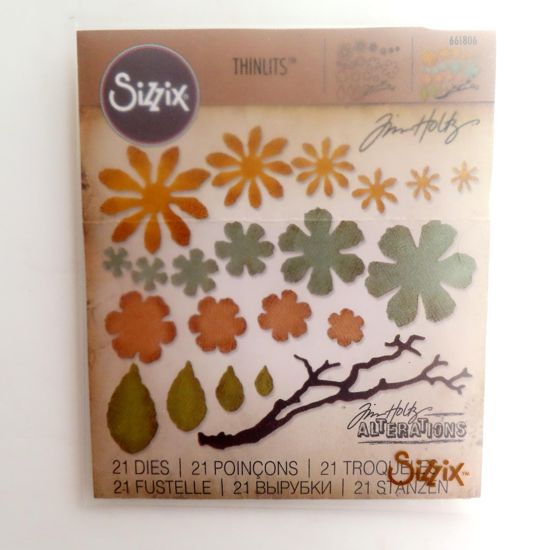 SIZZIX Thinlits Tim Holtz Floral Dies, Tattered Flowers Cutting Dies, Sizzix Dieswildfowers ...