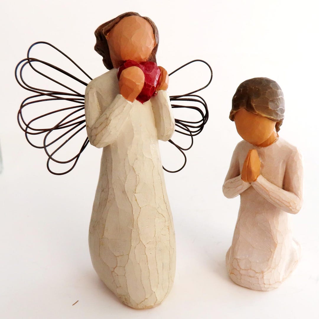 WILLOW TREE Angel of the Heart and Angel of Prayer Figurines, Susan ...