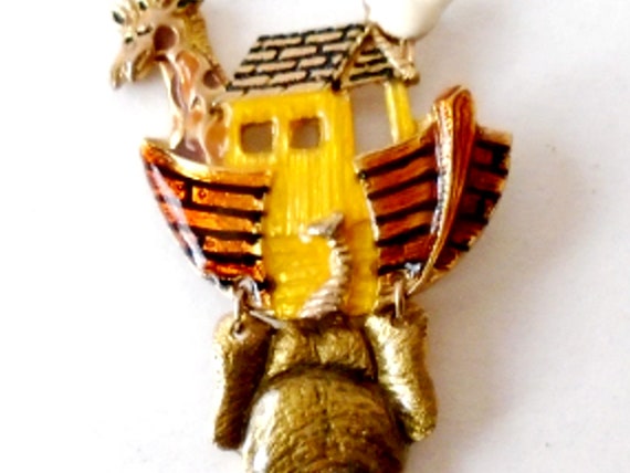 Vintage DON LIN Noah's Ark Brooch, Vintage Animal Cha… - Gem
