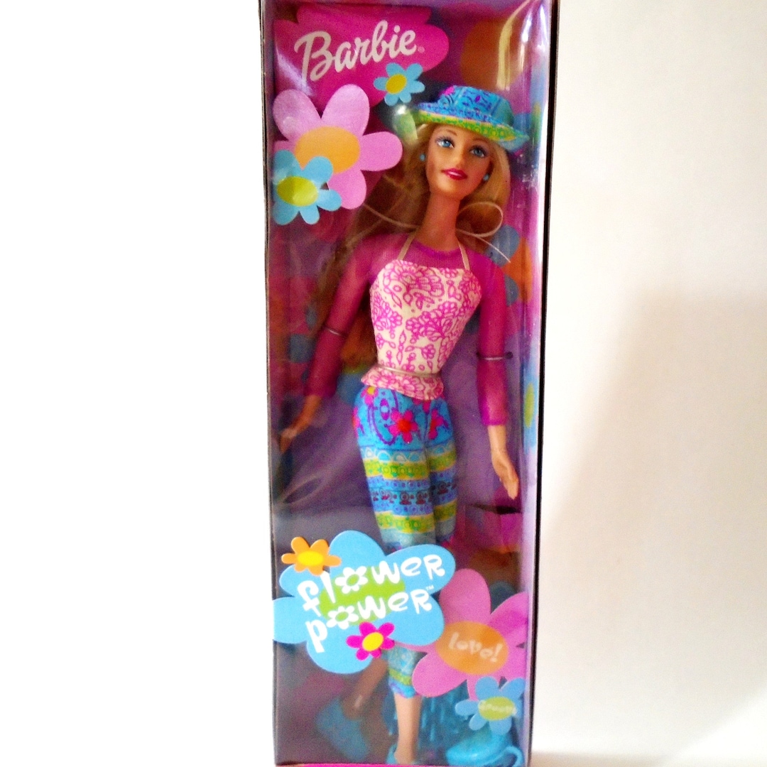 Vintage Barbie Doll, NRFB Flower Power Blond Barbie Doll, 2000 Flower ...