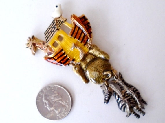 Vintage DON LIN Noah's Ark Brooch, Vintage Animal Cha… - Gem