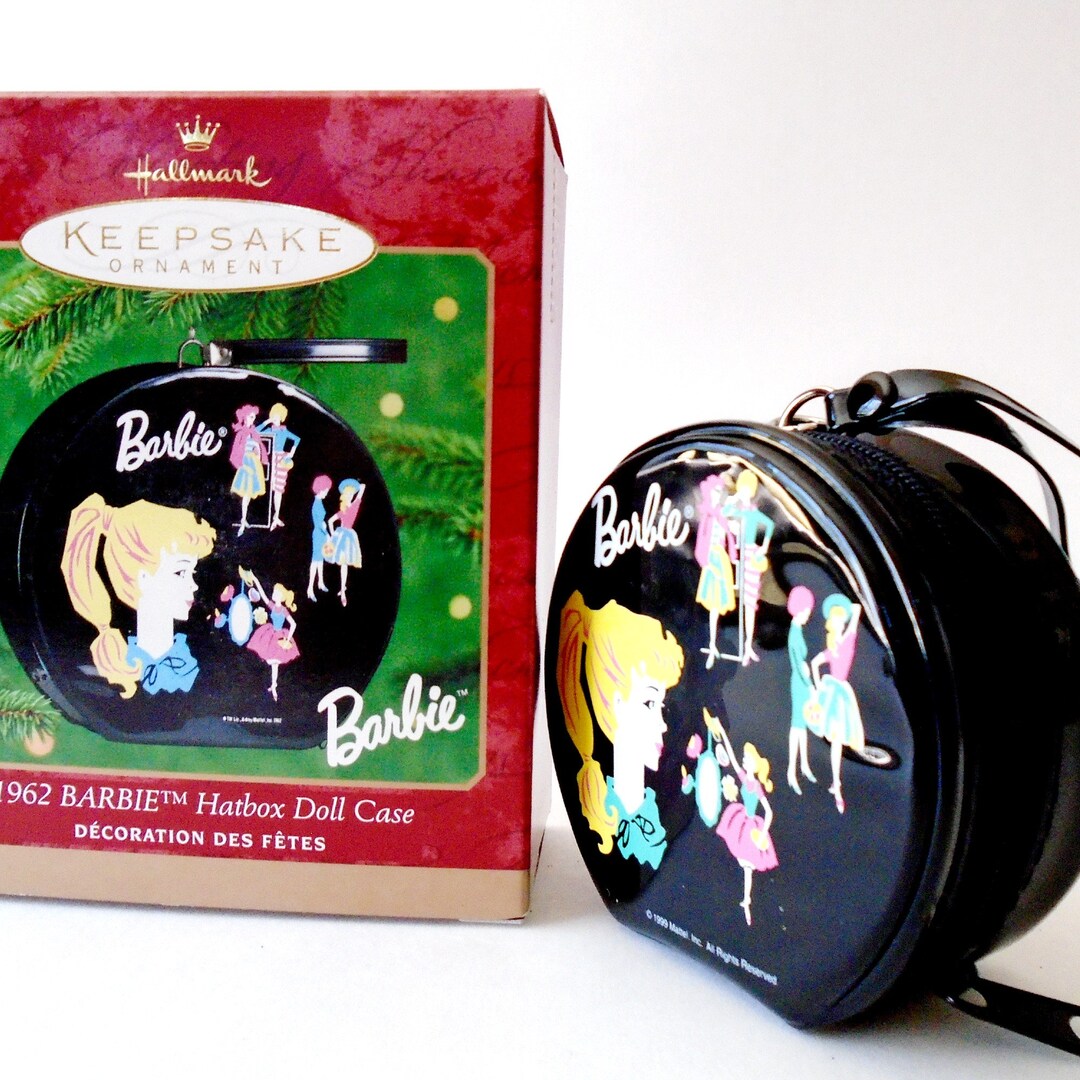 BARBIE Hallmark Keepsake Ornament, Barbie 1962 Round Black Case ...