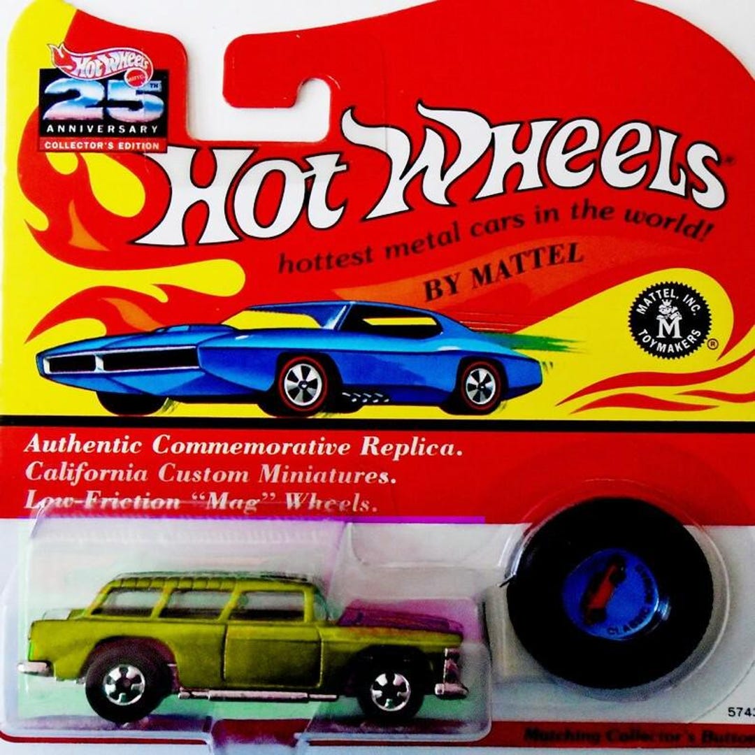 Hot Wheels 55 Chevy Nomad + Button NIP, Classic Spectraflame Gold Green ...