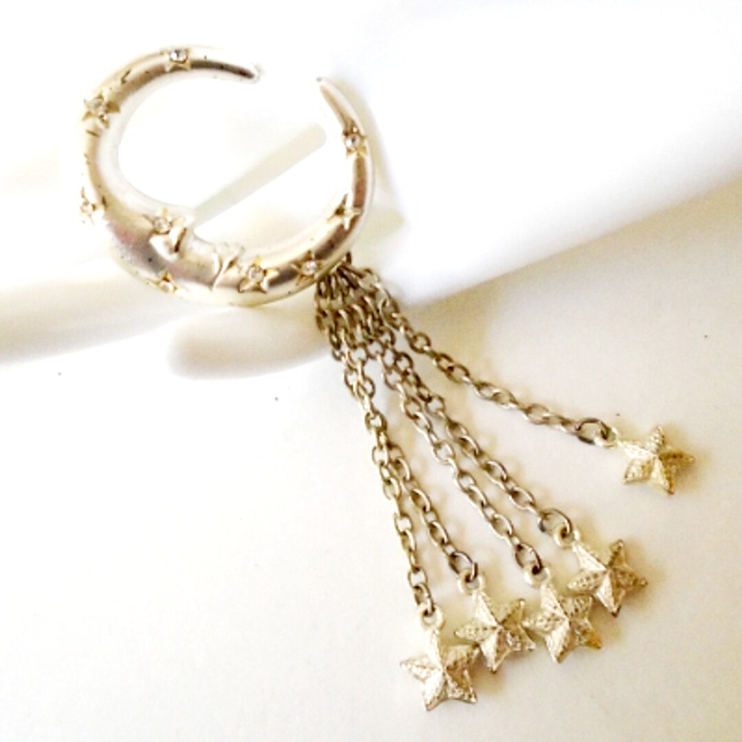 Moon and Stars Dangle Charms Silver Pendant, Silver Celestial Moon and ...