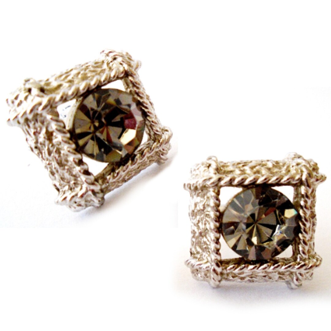 SWANK Silver Tone Rhinestone Cuff Links, Fancy 80's Rhinestone Silver ...