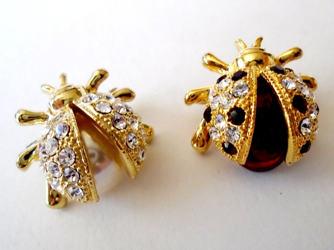Vintage Lady Bug Gold Pins Vintage Rhinestone Lady Bug Pins - Etsy