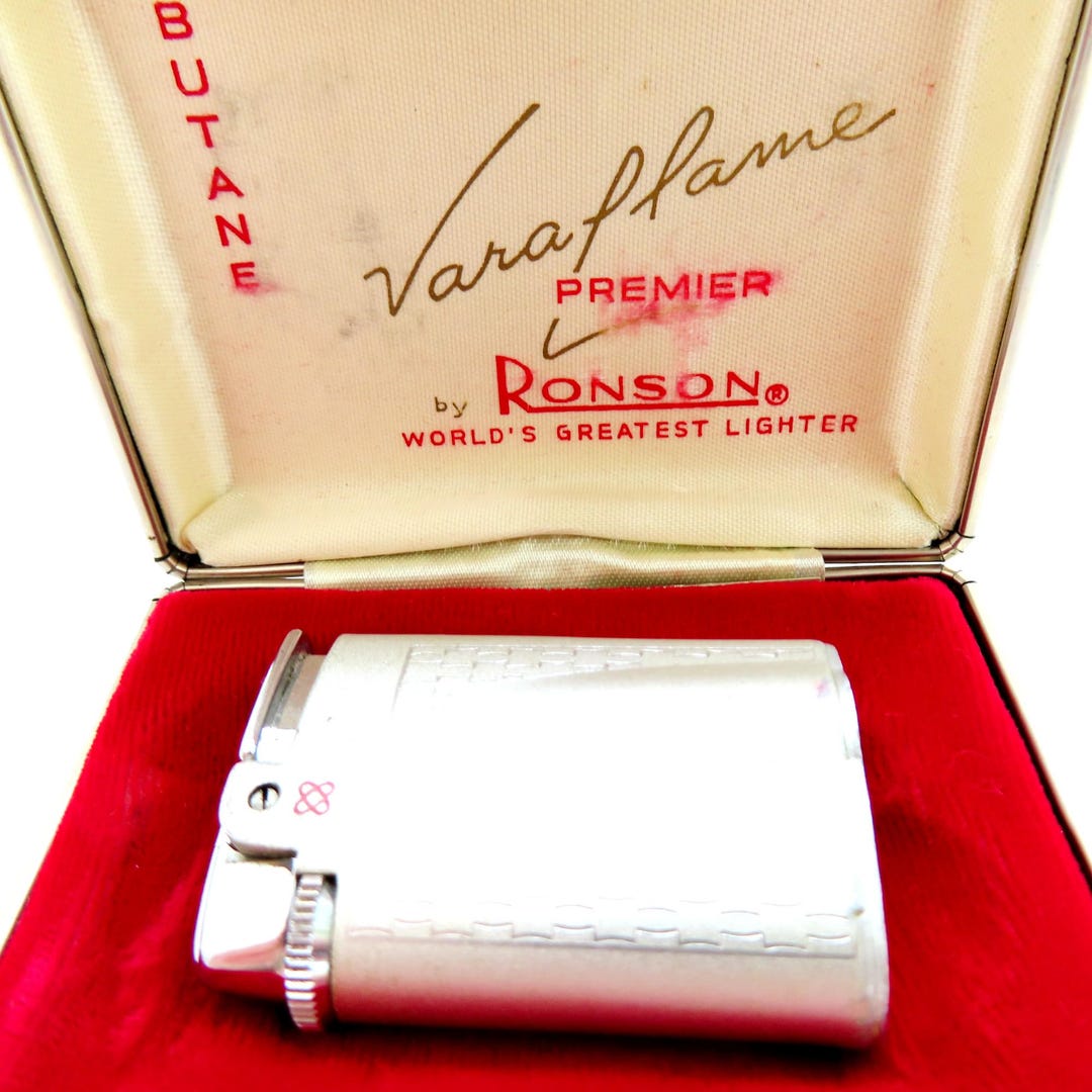 RONSON Varaflame Butane Lighter, Brushed Aluminum Lighter, Vintage ...