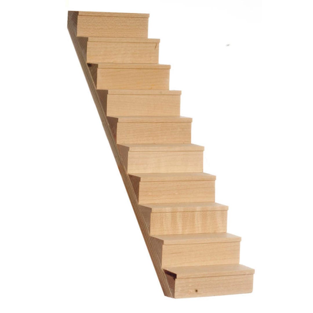 Dollhouse Wood Staircase, 1/12 Scale Doll Stairs, Miniature Stairs 1:12 ...