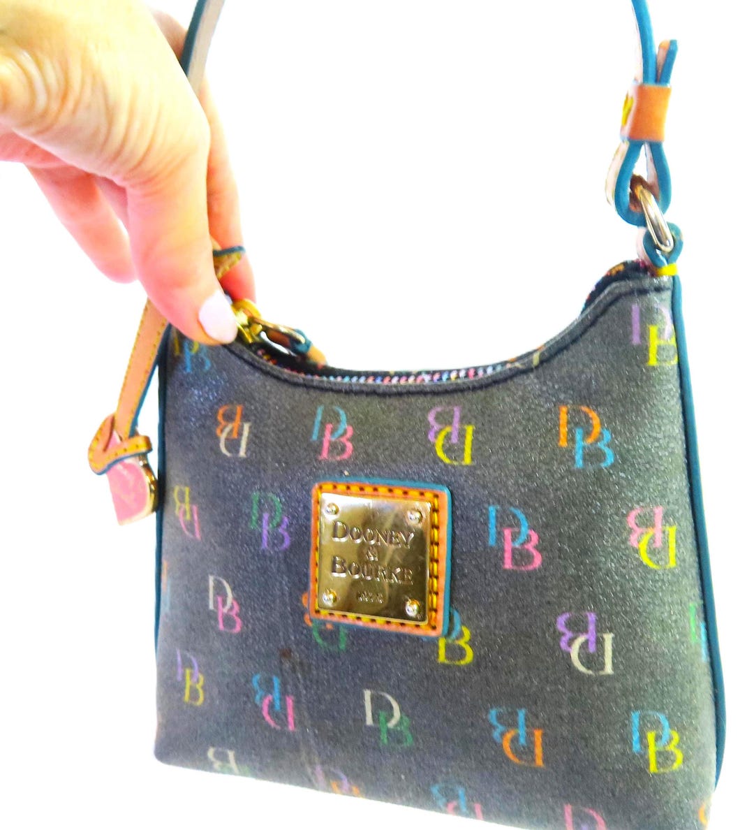 DOONEY & BOURKE Signature Bitsy Bag, Cute DB Monogram Gray Toned 5.5 ...