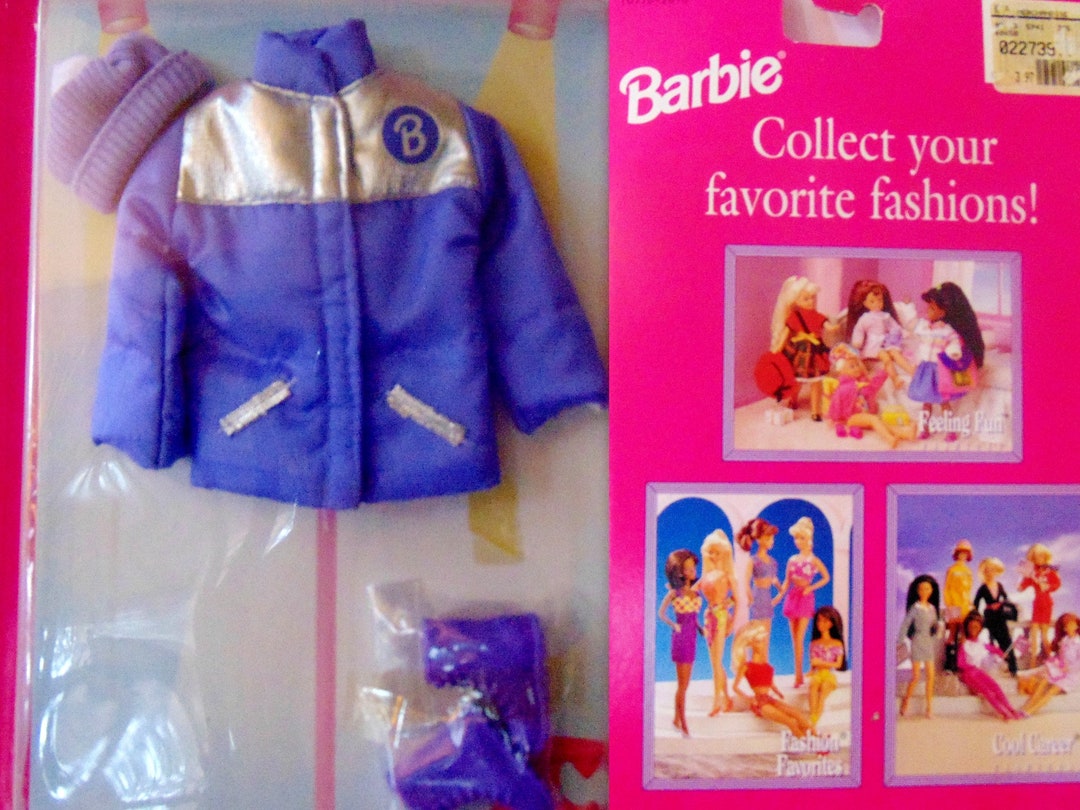 Vintage Barbie Purple Puffer Jacket NRFB Doll Clothes, Barbie Fashion ...