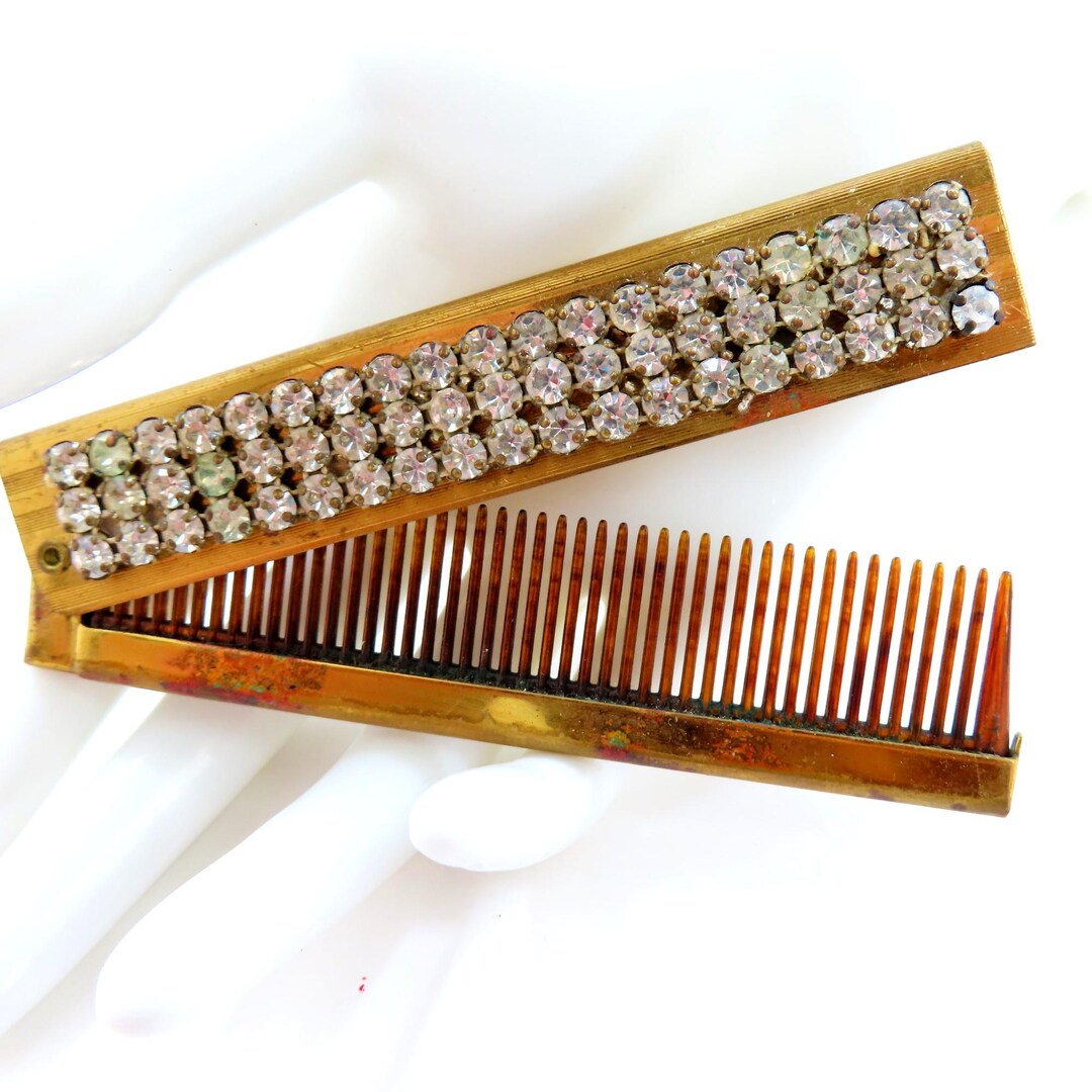 WIESNER of Miami Folding Comb, Trickettes Rhinestone Folding Comb ...