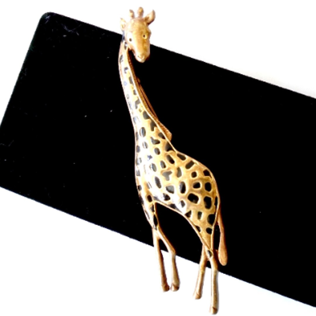 Vintage Large Giraffe Gold Enamel Brooch, Vintage Giraffe Pin, Tall ...