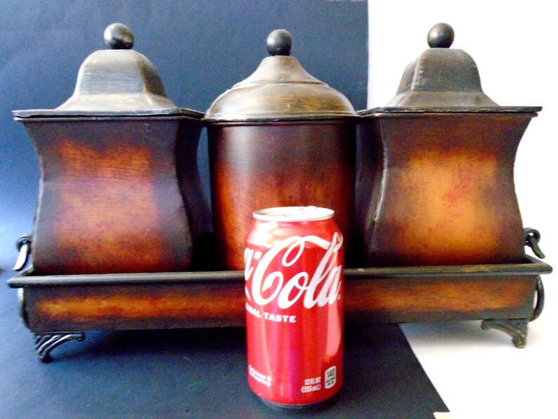 Vintage Rustic Metal Canisters Vintage Canister Set and Tray - Etsy